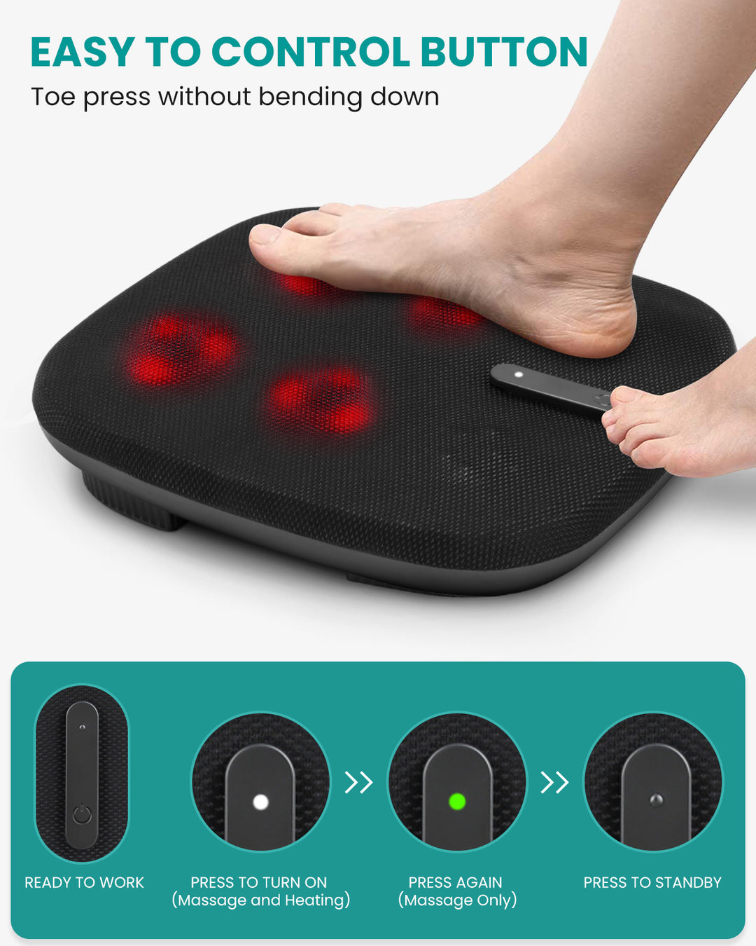 Nekteck Shiatsu Foot Massager With Heat Electric Kneading Feet Massag